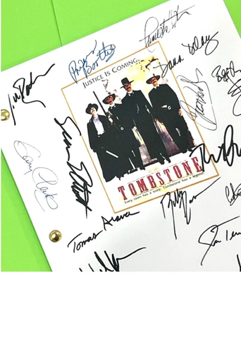 Tombstone Movie Script Screenplay Autographed Kurt Russell, Val Kilmer ...