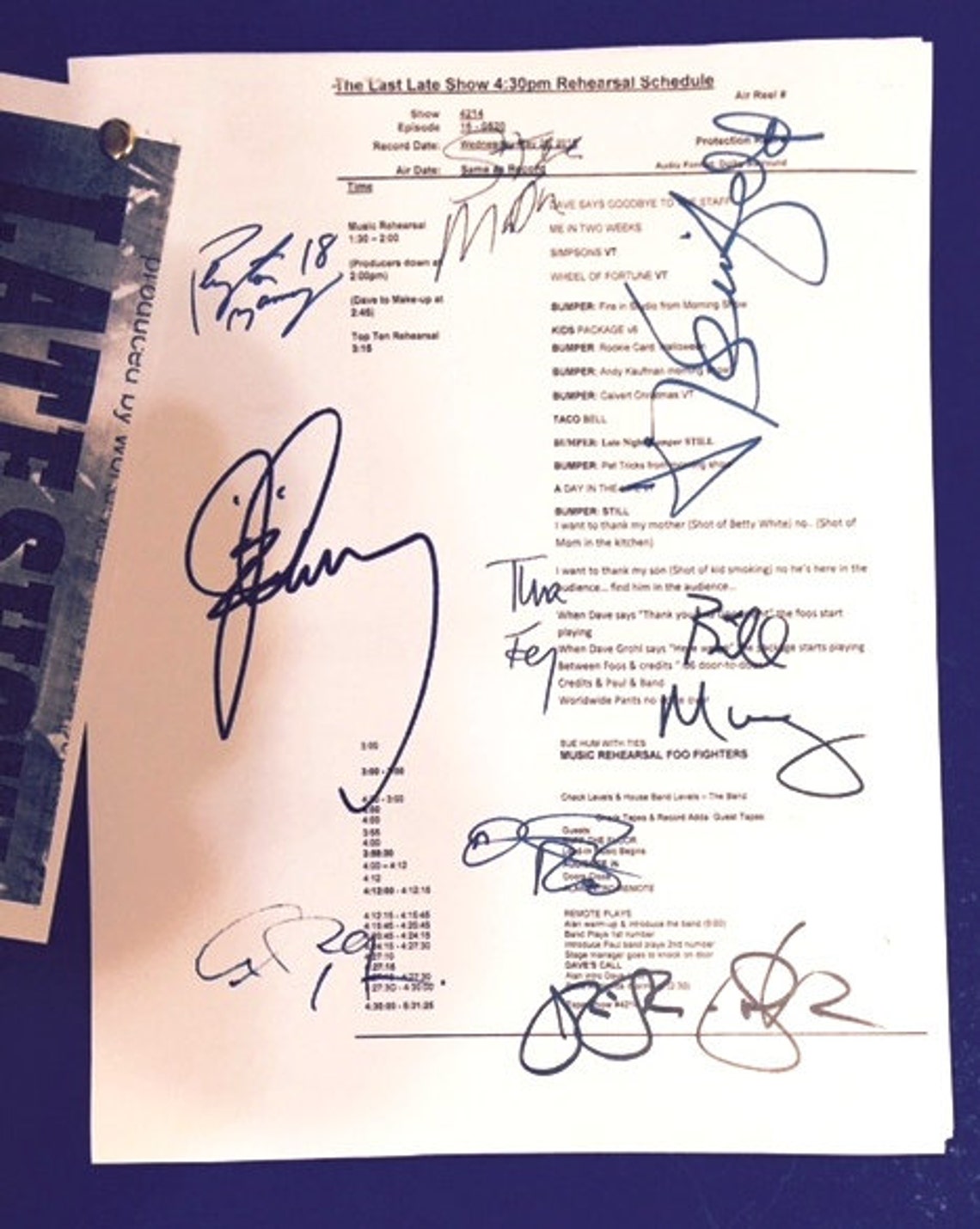 David Letterman the Tonight Show Final Show Autographed: David ...