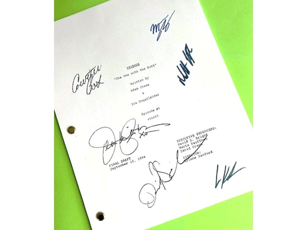 Friends TV Script the One With the Butt Signed Jennifer Aniston, David ...