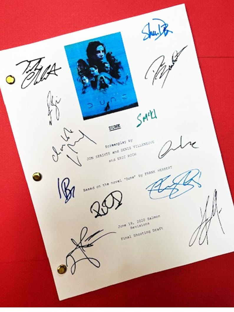 Dune Pt 2 2024 Script Signed Timothy Chalamet, Rebecca Ferguson, Oscar ...
