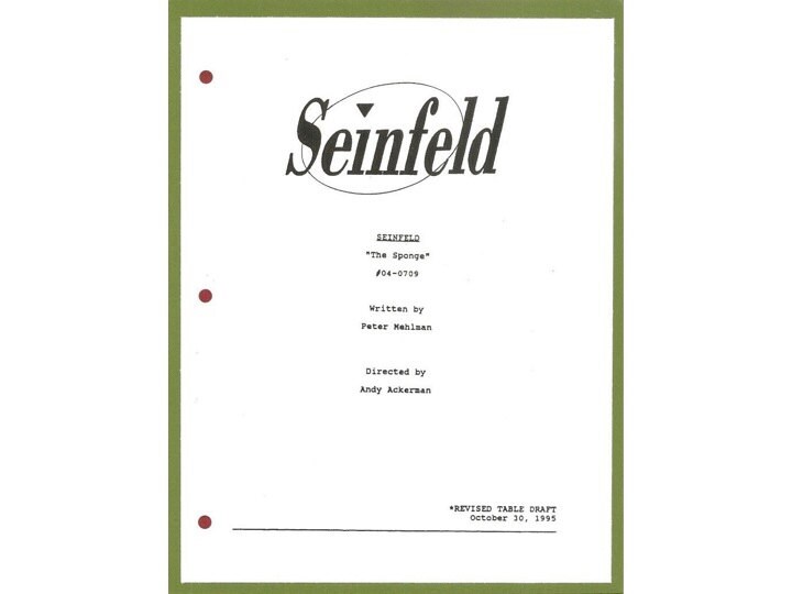 Seinfeld Episode the Sponge 1995 TV Script Written - Etsy