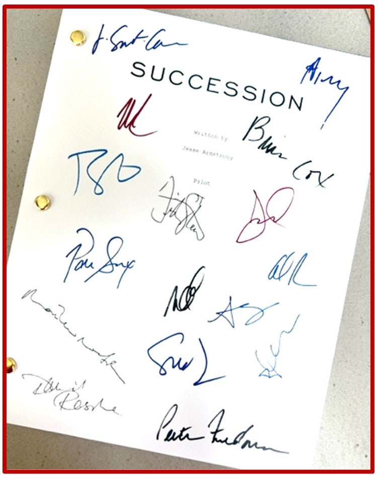SUCCESSION TV Pilot Script Signed Jeremy Strong, Brian Cox, Kieran ...