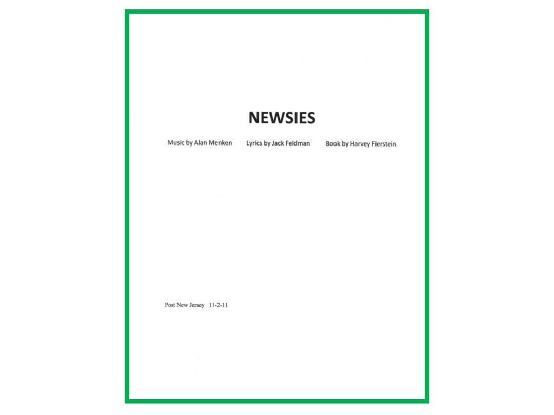 Newsies Musical Script Broadway Paper Mill Playhouse March 2012 - Etsy