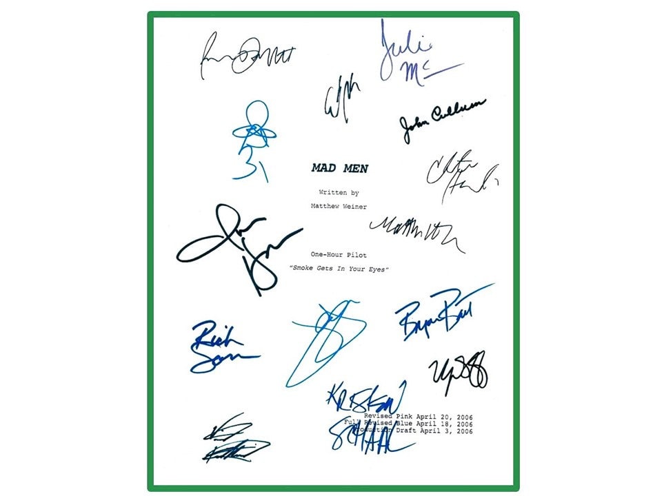 Mad Men Pilot Episode TV Script Autographed Jon Hamm, January Jones ...