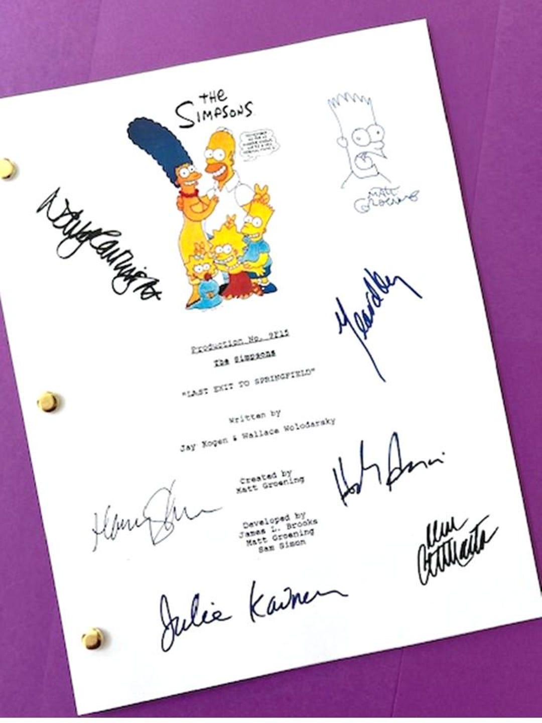 SIMPSONS Last Exit to Springfield TV Script Signed Matt Groening, Dan ...