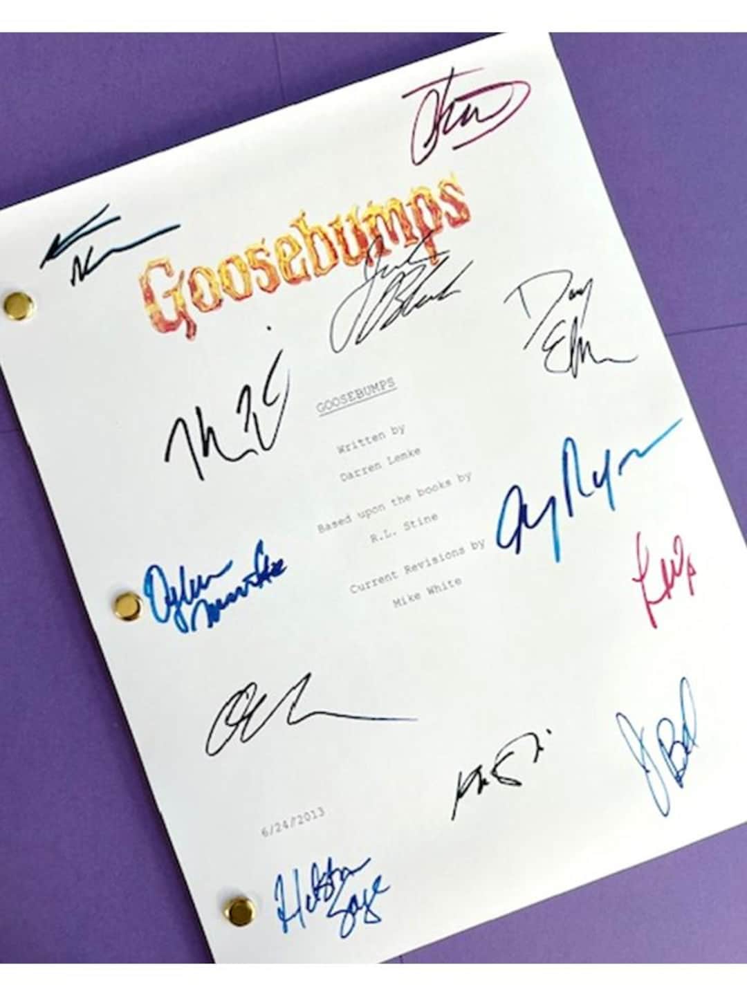 Goosebumps Movie Script Signed Jack Black, Dylan Minnette, Amy Ryan ...