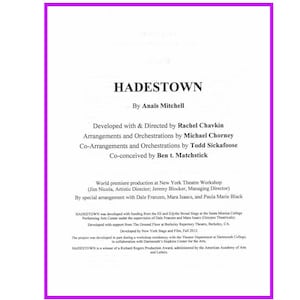 Hadestown New York Theatre Workshop Musical Script May 2016 | Etsy