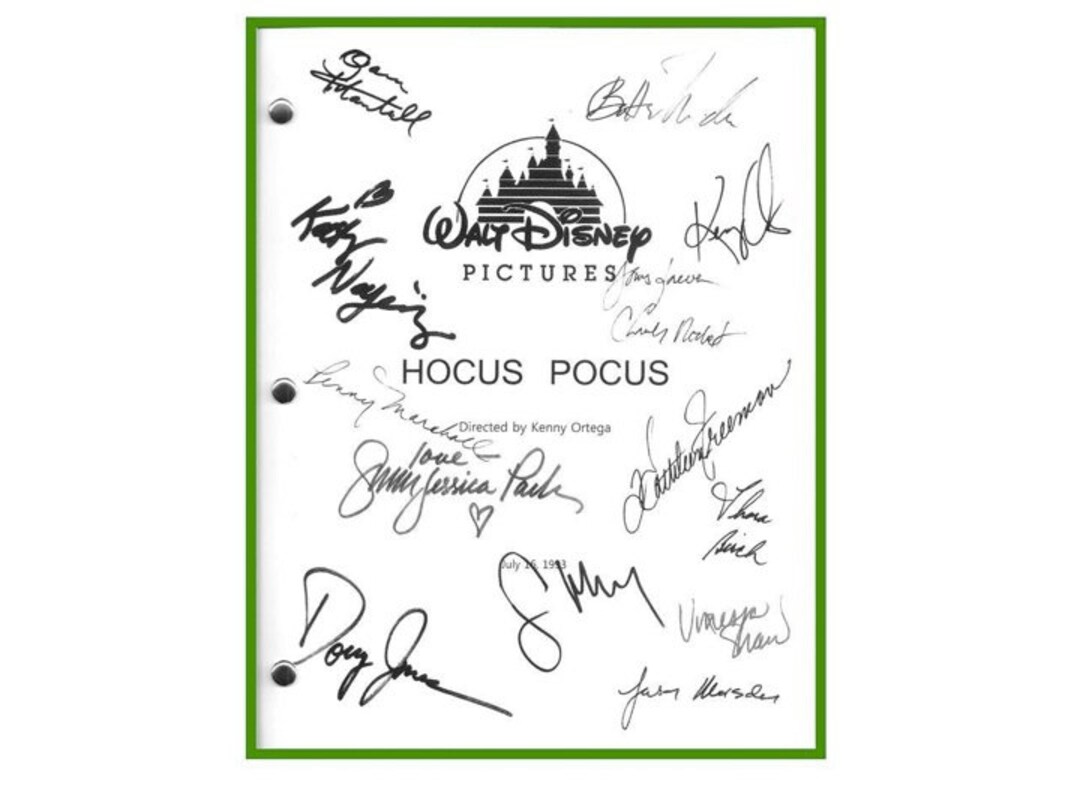Hocus Pocus Signed Movie Script Rpt 1993 Bette Midler, Kenny Ortega ...
