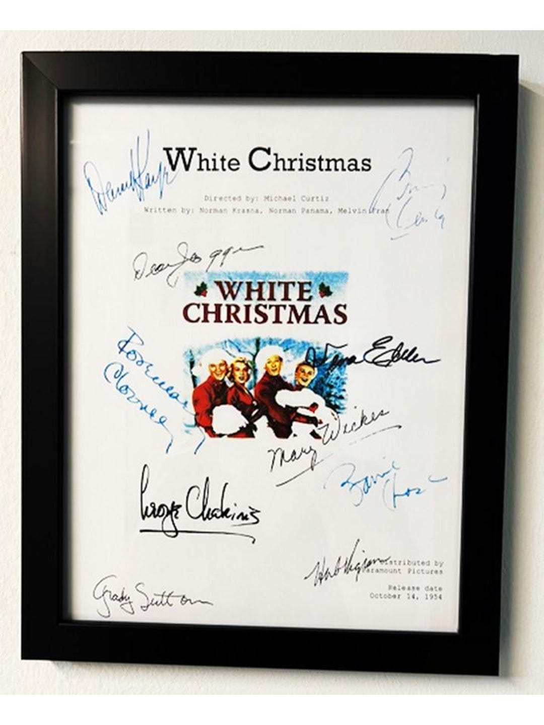 Framed White Christmas Movie Script Signed Cover Only Bing Crosby ...