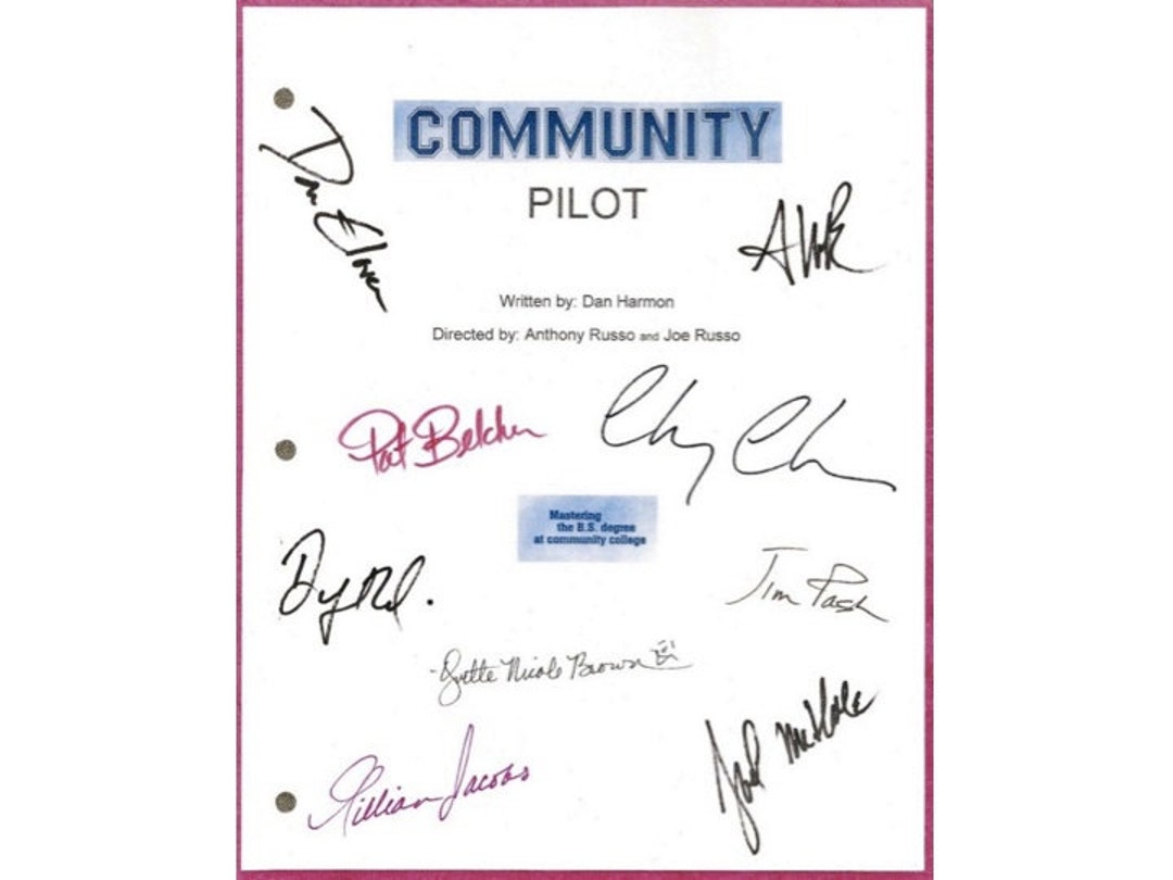 Community Pilot Episode TV Script Autographs: Chevy Chase, Joel Mchale ...