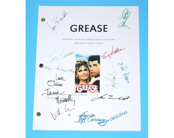 Grease 1978 Movie Script Autographed: John Travolta, Olivia Newton-john ...