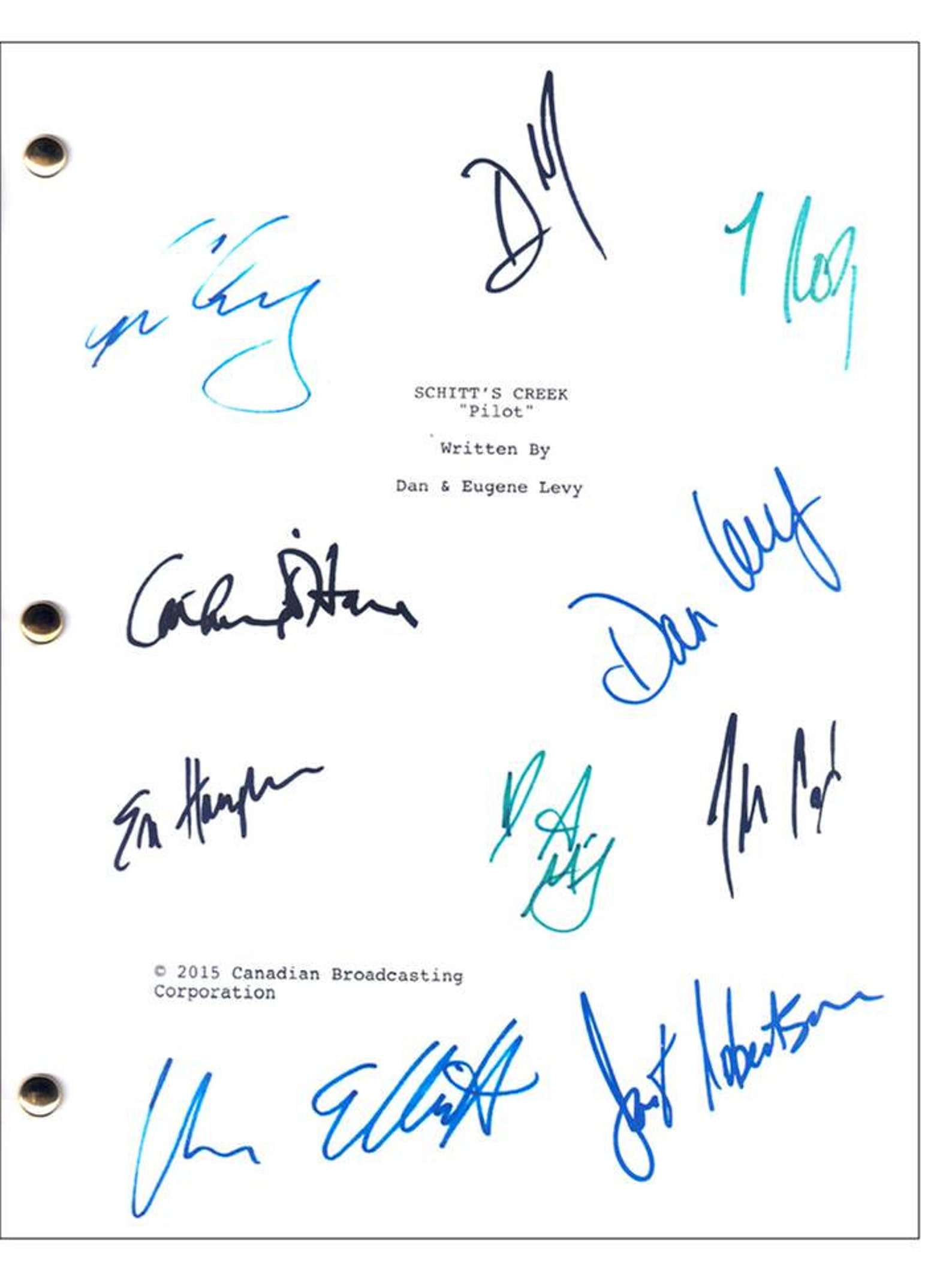 Schitt's Creek Pilot TV Script Signed Eugene Levy Dan - Etsy