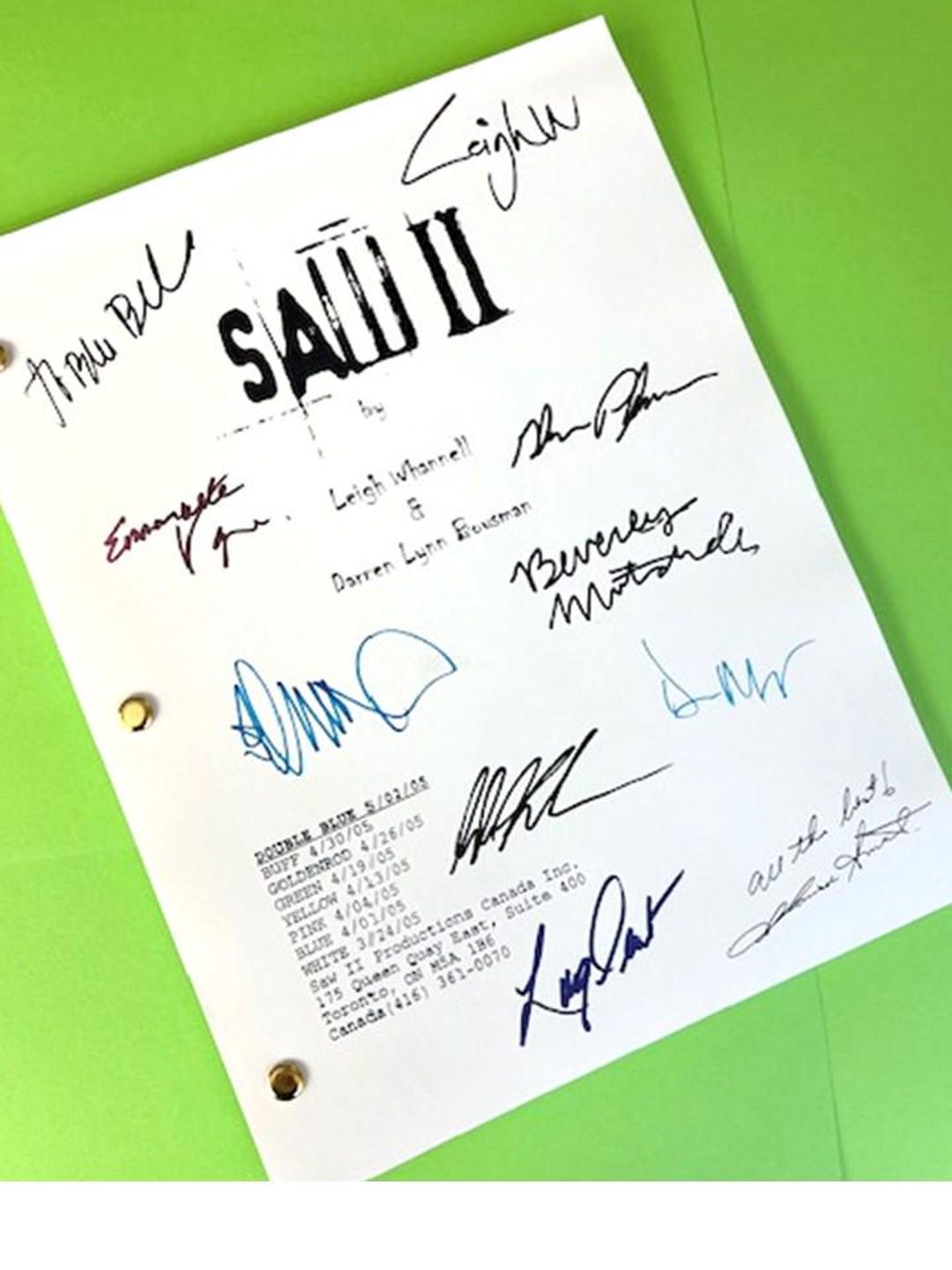 SAW II 2 Movie Script Signed Tobin Bell, Lyriq Bent, Dina Meyer ...