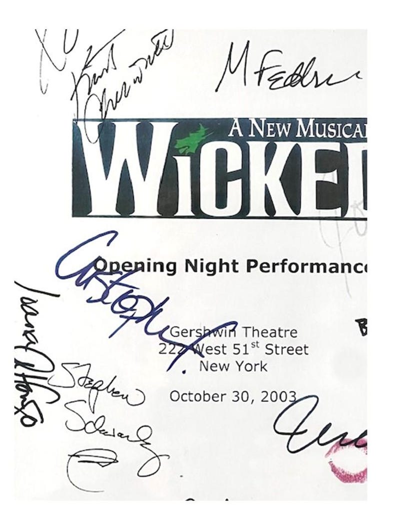 Framed Wicked Broadway Opening Night Script Cover Only Signed ...