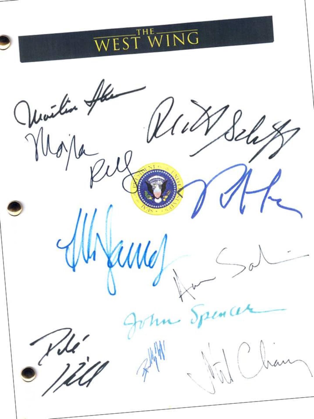 West Wing Pilot TV Script Signed Aaron Sorkin, Rob Lowe, Stockard ...