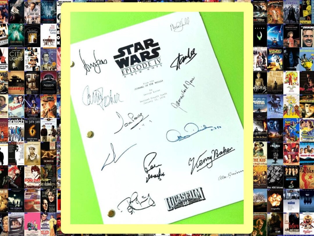 Star Wars A New Hope Movie Script Signed Mark Hamill, Harrison Ford ...