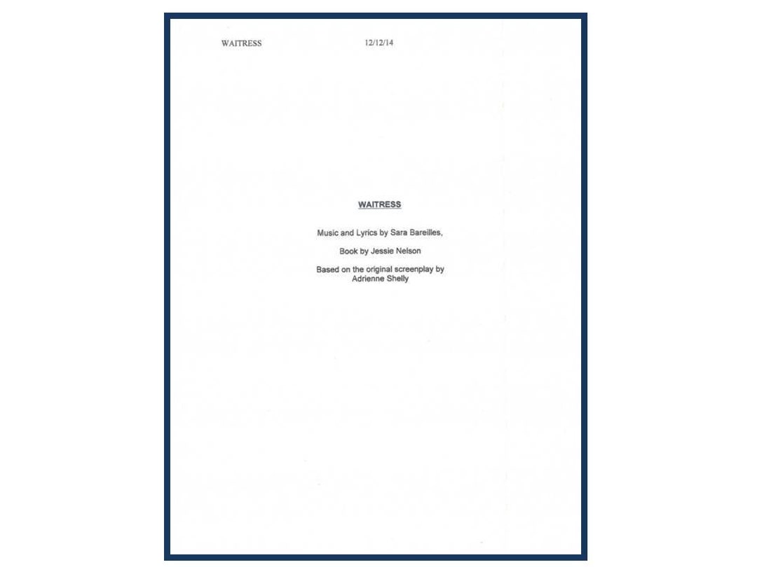 Waitress Musical Script Broadway Music and Lyrics by Sara Bareilles - Etsy