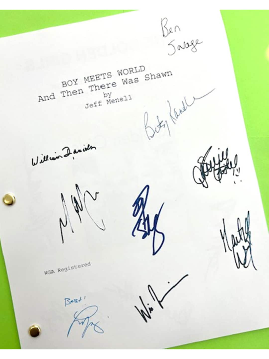 Boy Meets World TV Script Signed Ben Savage, William Daniels, Danielle ...