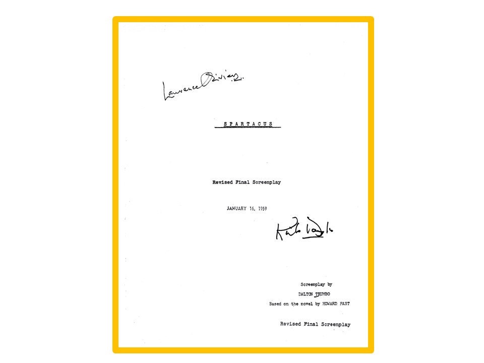 Spartacus Vintage Movie 1959 Signed Script, Laurence Olivier, Kirk ...
