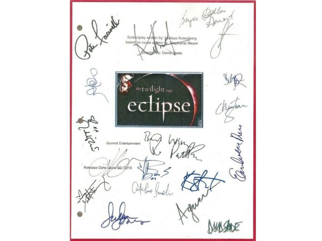 Twilight Eclipse Movie Script Signed Rpt Kristen Stewart, Robert ...