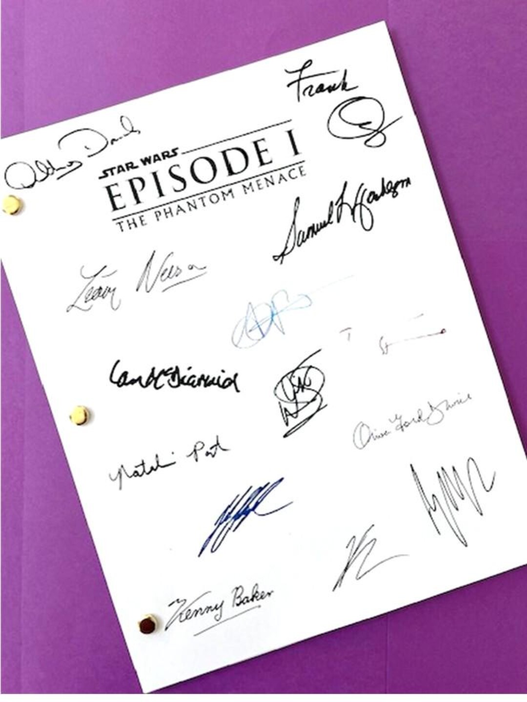 Star Wars Phantom Menace Movie Script Signed Liam Neeson, Anthony ...