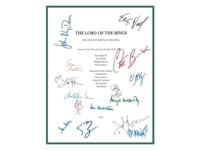 The Lord of the Rings Movie Script Signed Screenplay - Etsy