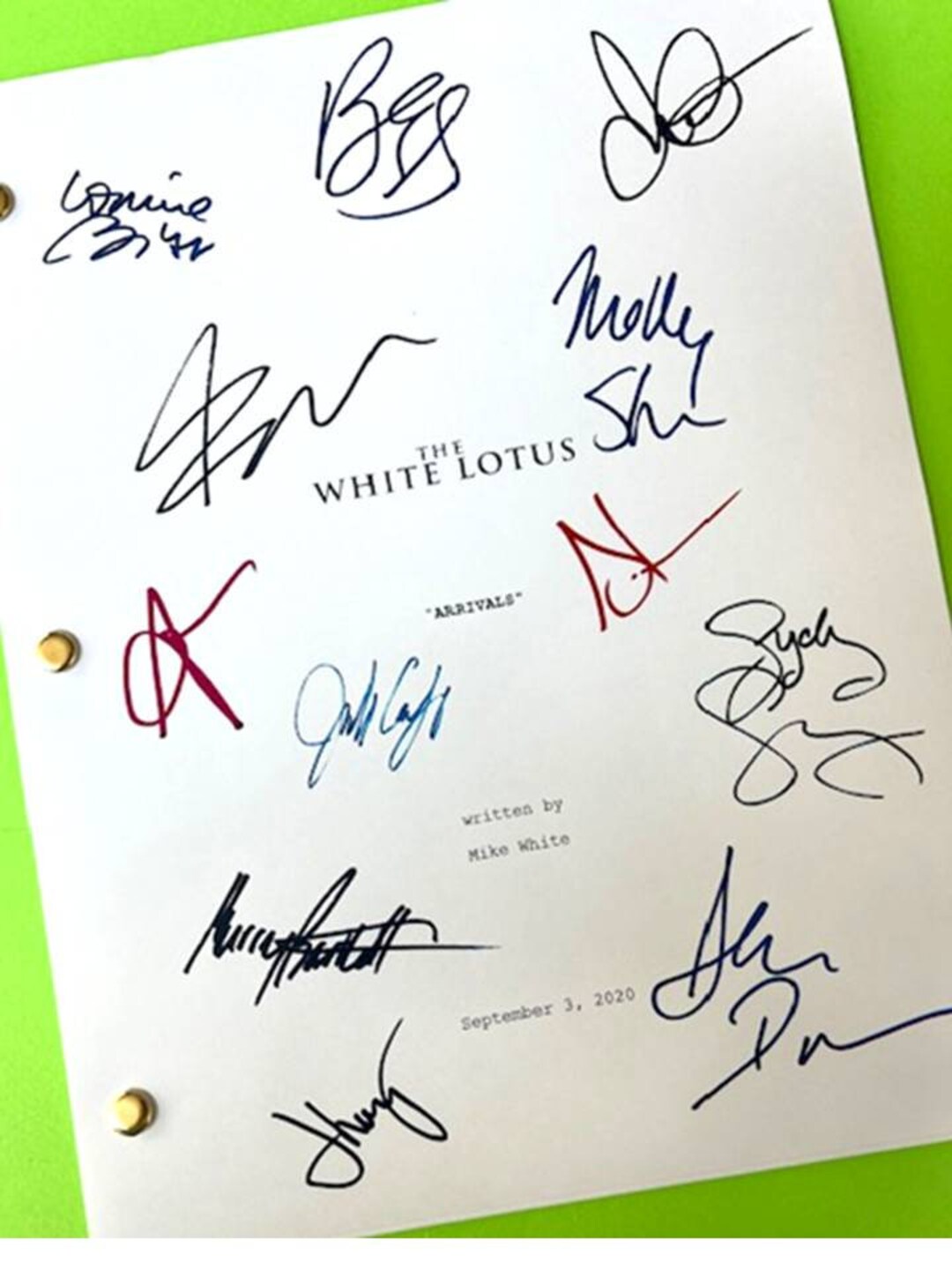 The White Lotus Script Screenplay Autographed Murray Bartlett, Connie ...
