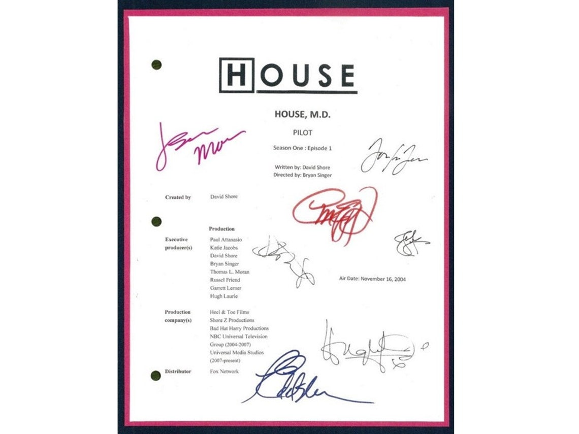 House MD Pilot Episode Television Script Autographed: Hugh - Etsy
