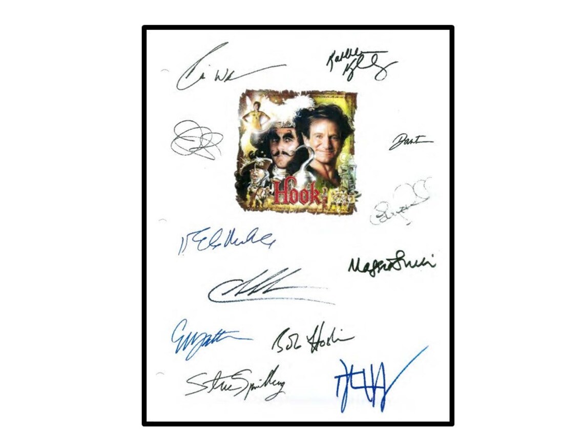Hook Movie Script Autographed Signed Robin Williams, Dustin Hoffman ...