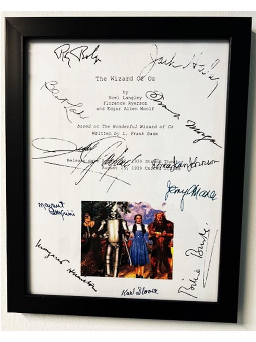 Framed the Wizard of Oz Movie Script Cover Only Signed Judy Garland ...