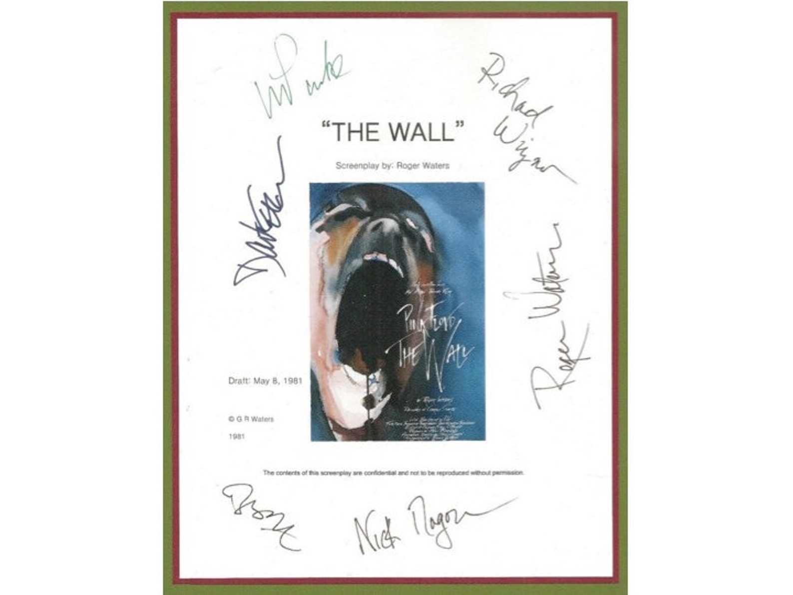 Pink Floyd the Wall Entire Movie Script Signed - Etsy
