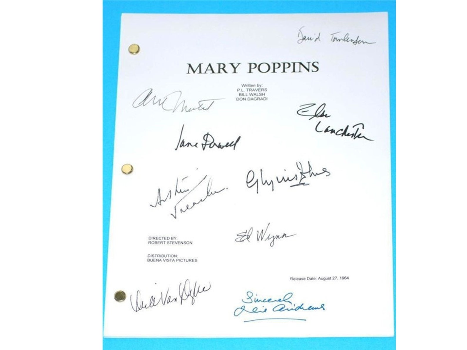 MARY POPPINS Signed Movie Script Screenplay Autographed Julie Andrews ...