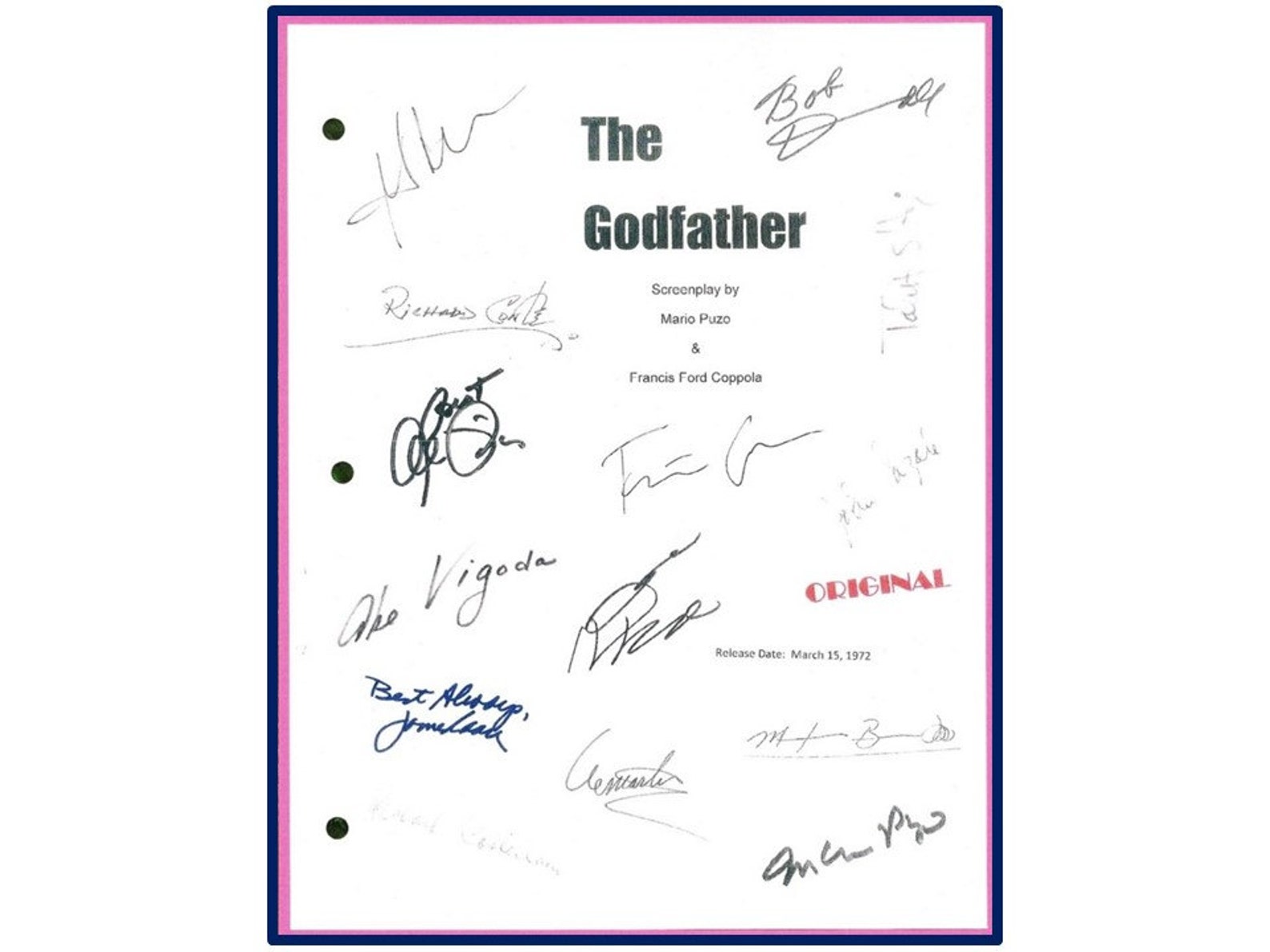 The Godfather Movie Script Signed Autographed Marlon Brando, Al Pacino ...
