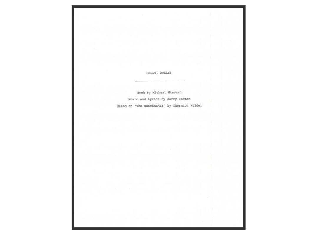 Hello, Dolly! Broadway Musical Revival Script Bette Midler & David Hyde ...