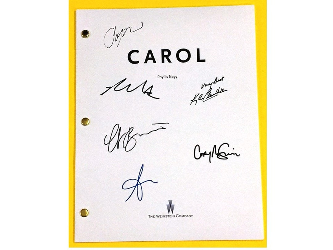 Carol Signed Movie Signed Script Cate Blanchett, Rooney Mara, Kyle ...