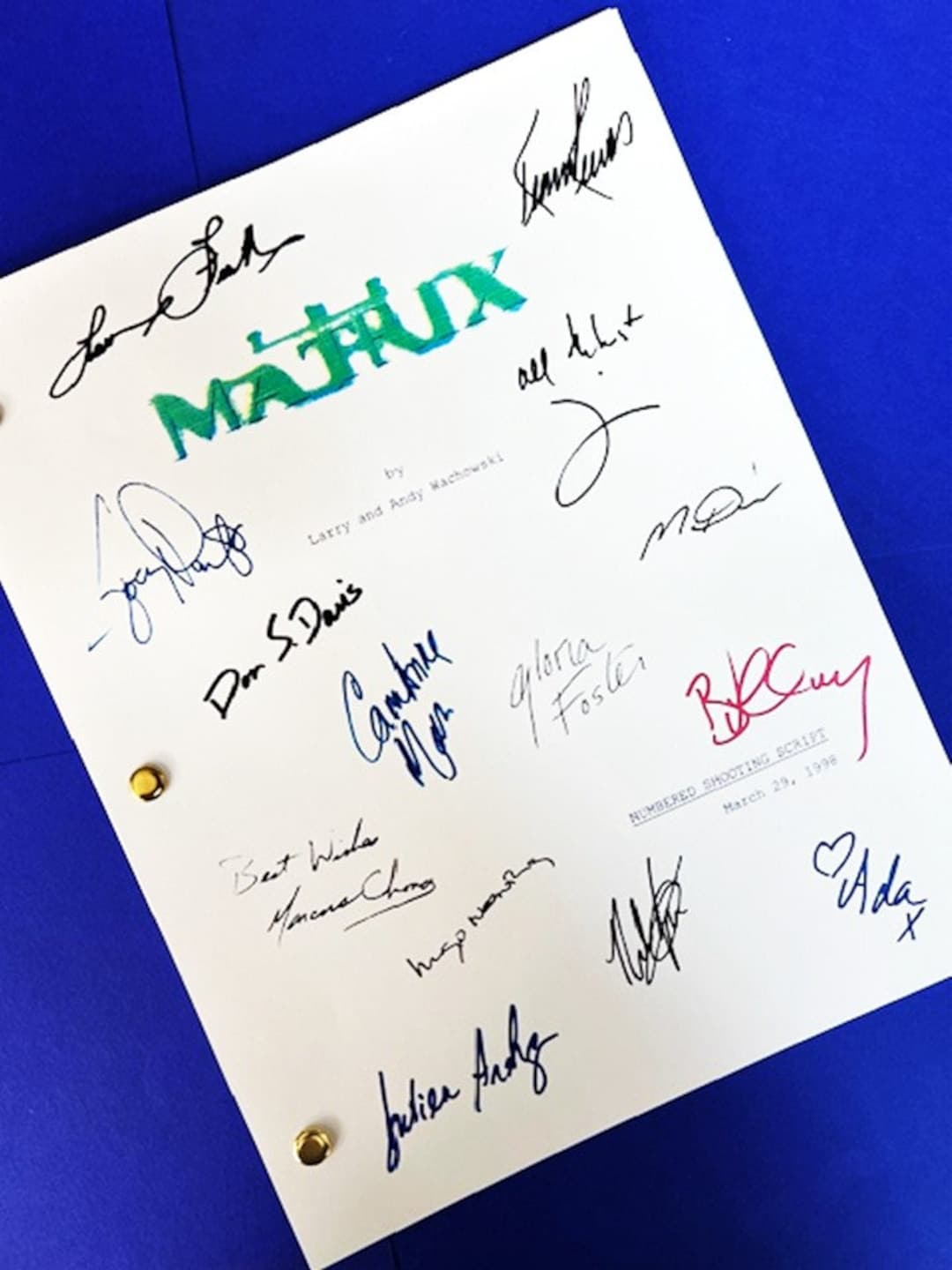 MATRIX Movie Script Signed Keanu Reeves, Laurence Fishburne, Carrie ...