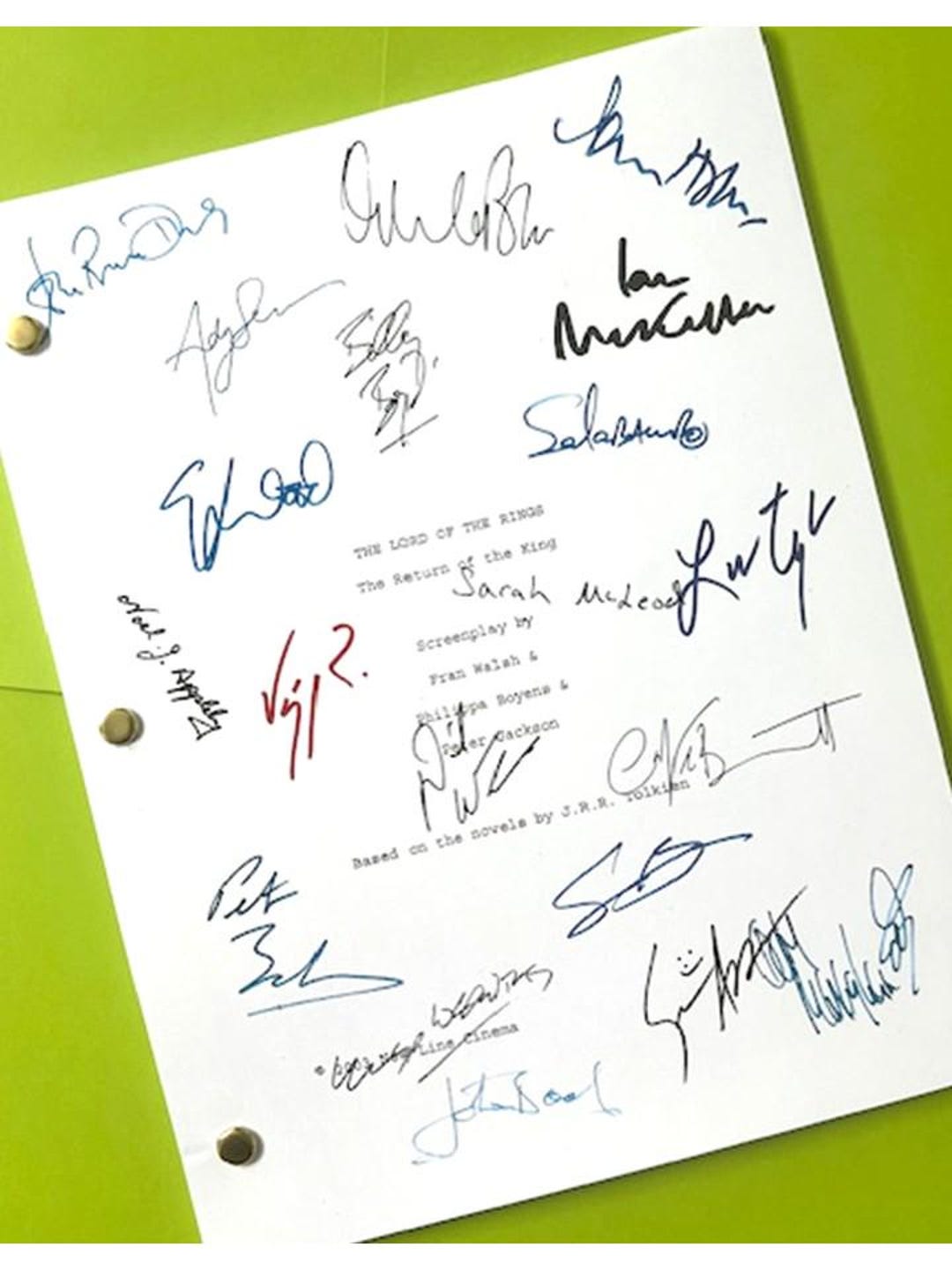 The Lord of the Return of the King Autographed Signed Movie Script Sean ...