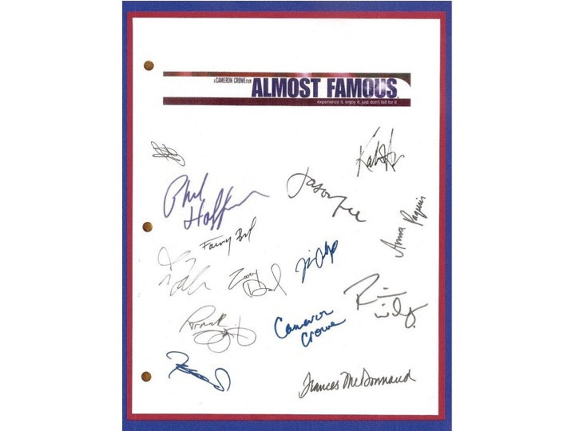Almost Famous Movie Script Signed Autographed Patrick Fugit, Billy ...