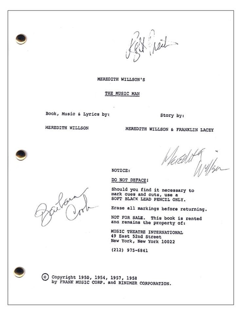 The Music Man Script Broadway Lyrics Signed Robert Preston - Etsy
