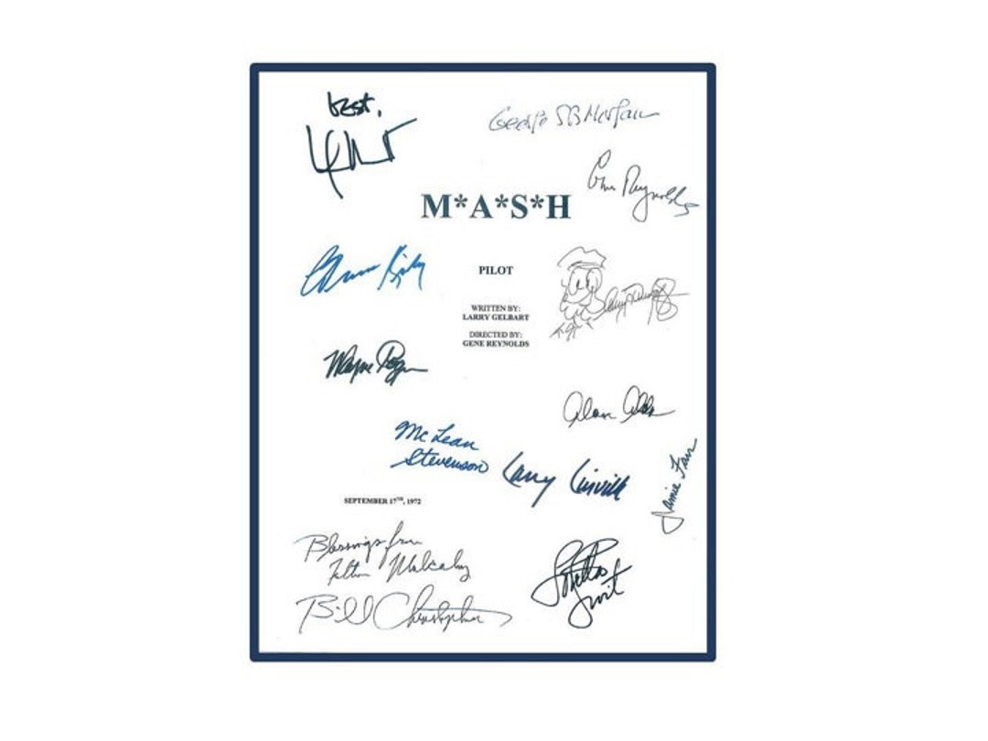 MASH TV Pilot Signed Script Alan Alda, Loretta Swit, Bill Christopher, Gary Burghoff, Wayne ...