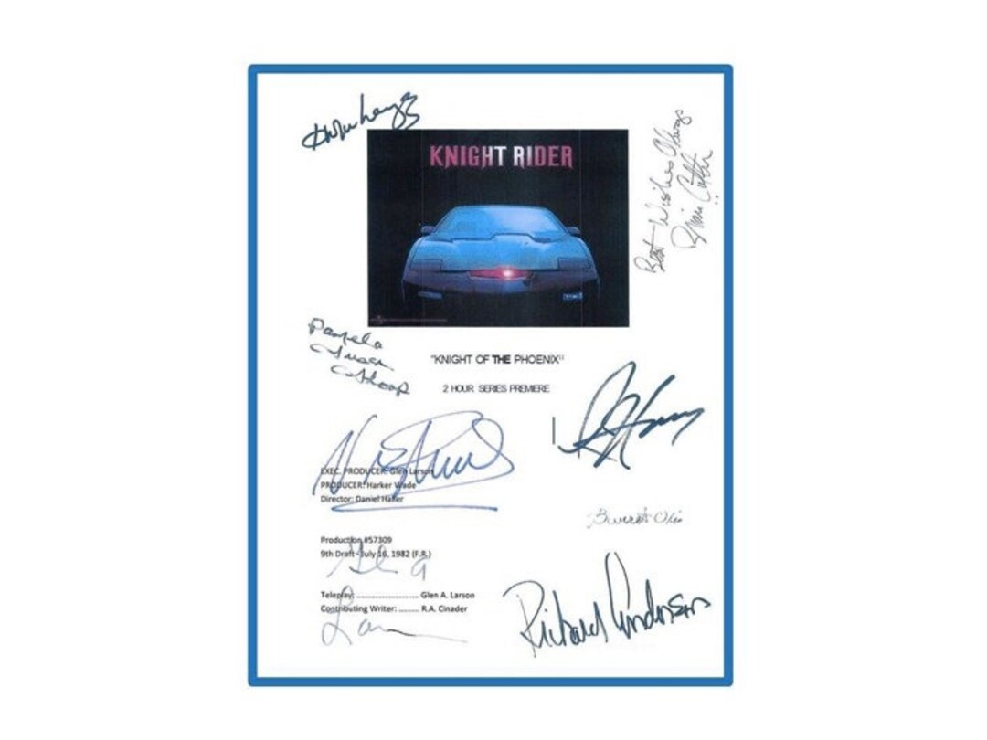Knight Rider Pilot Script Autographed Signed: David Hasselhoff, Edward ...
