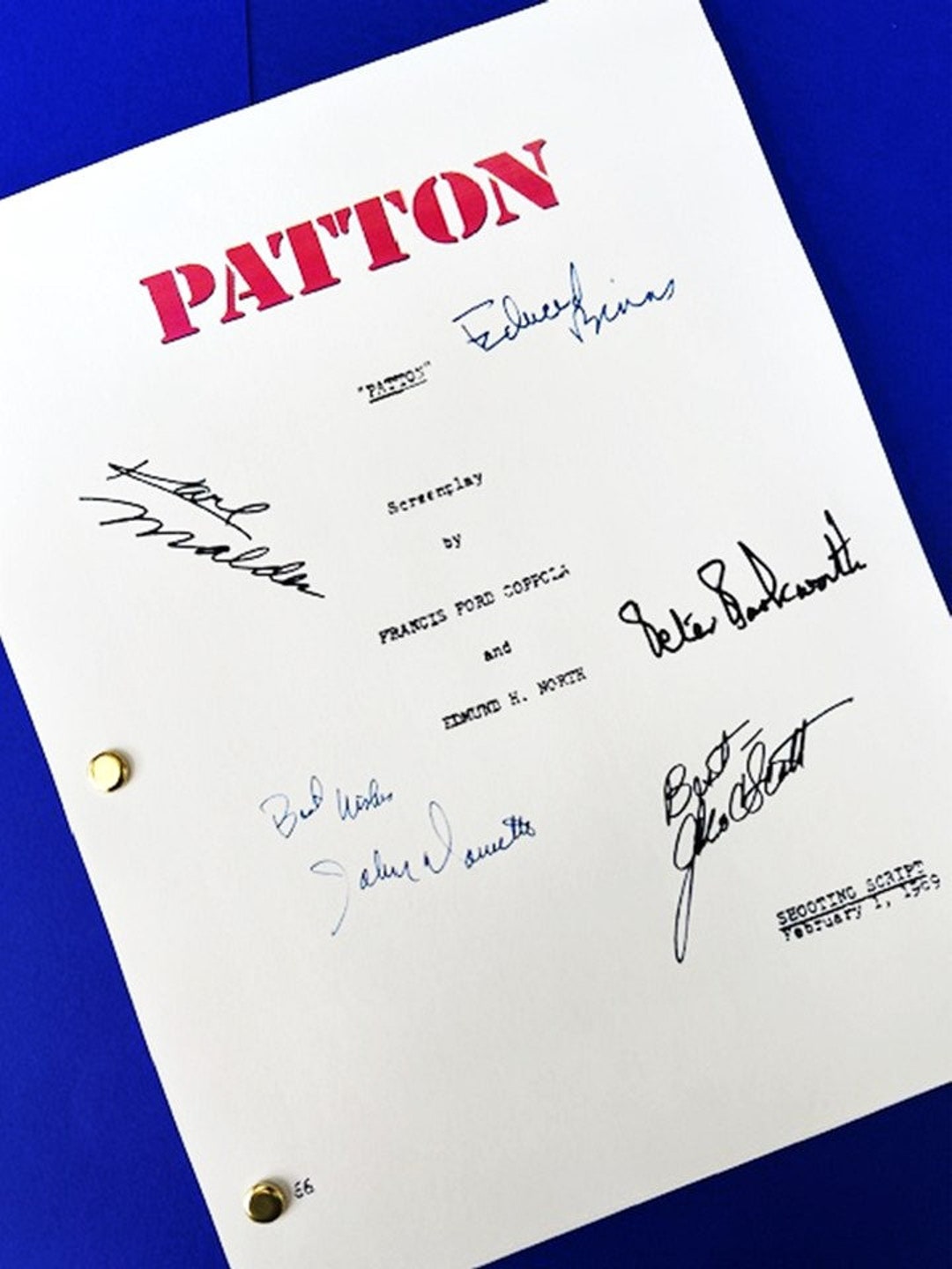 PATTON Movie Script Signed George C. Scott, Karl Malden, Edward Binns ...