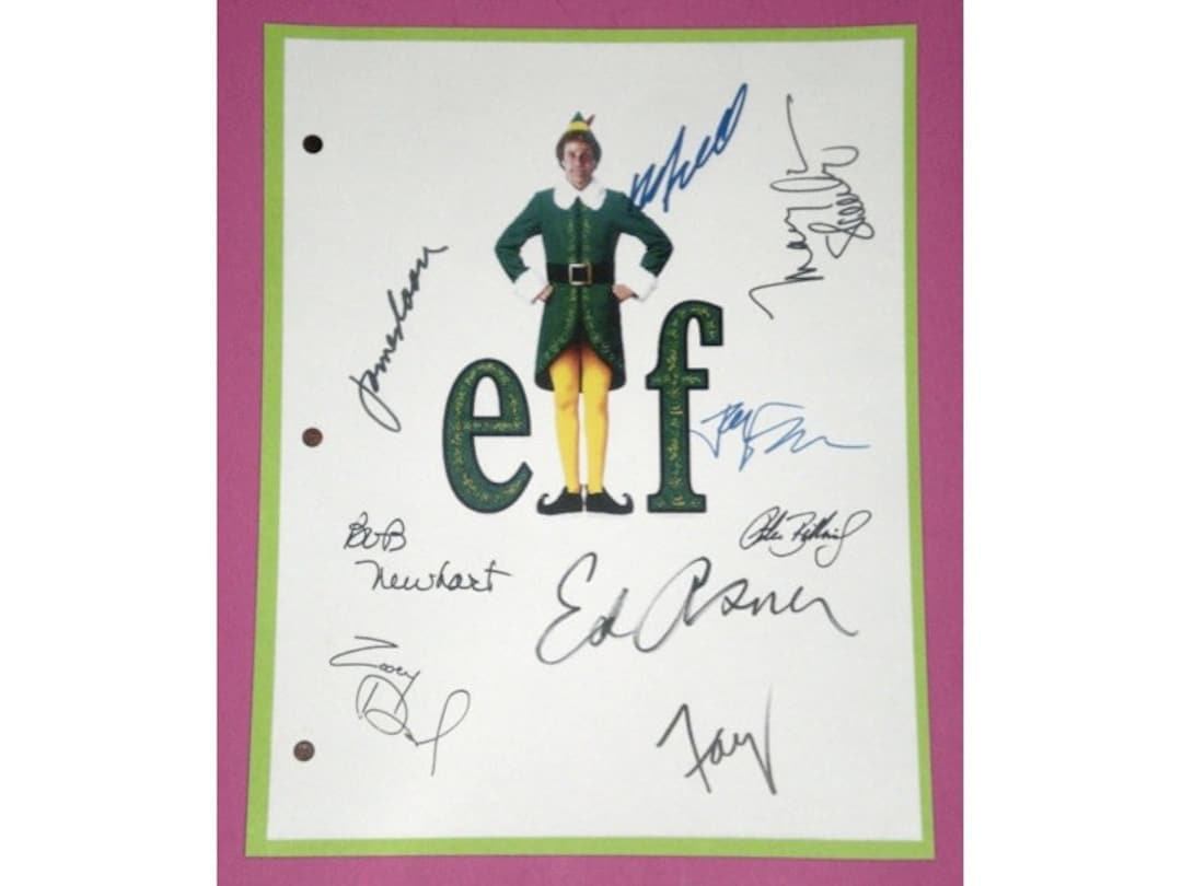 Elf Entire Movie Script Screenplay Autographed: Will Ferrell, Bob ...