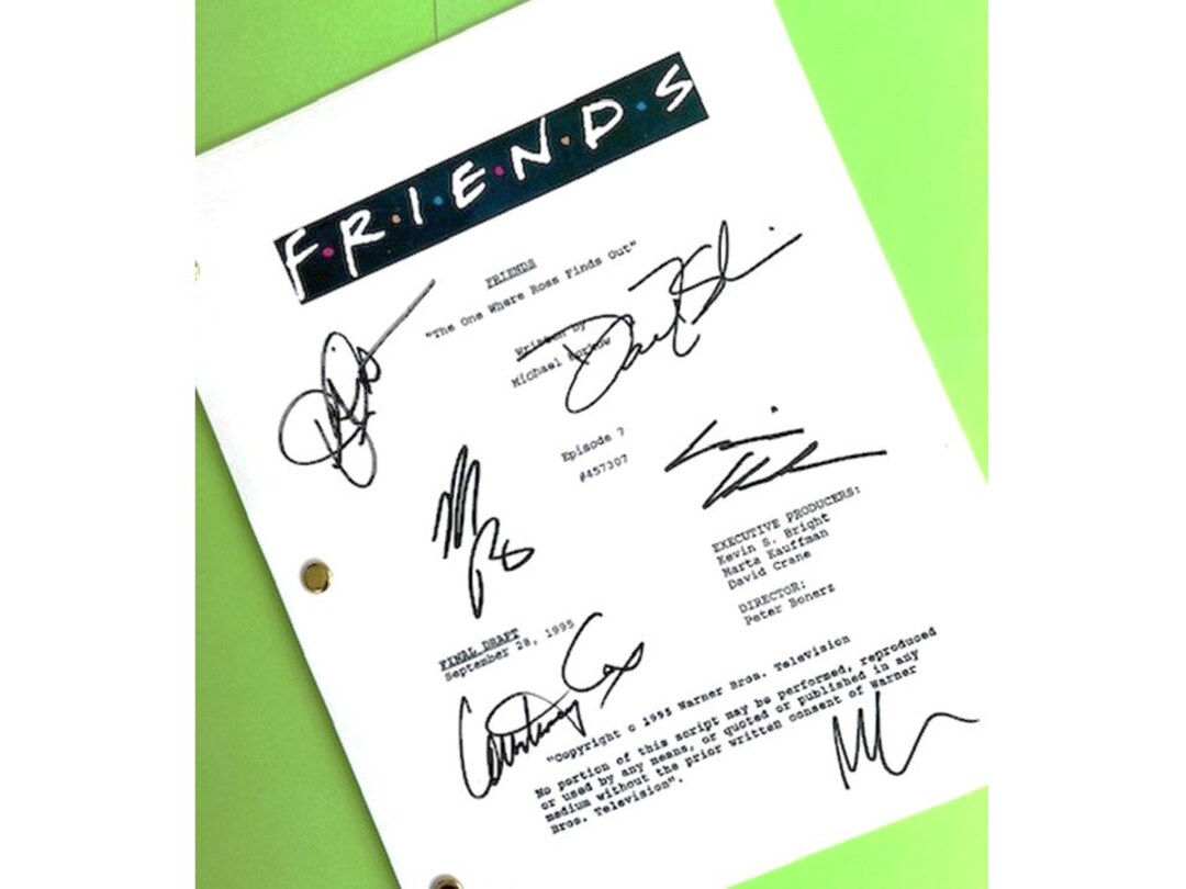 Friends TV Script Autographed one Where Ross Finds Out Signed Jennifer ...