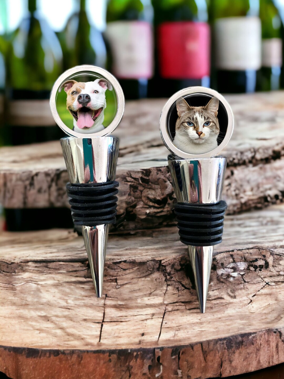 Double Sided Personalized Wine Stopper With Your Photos - Custom Bottle ...