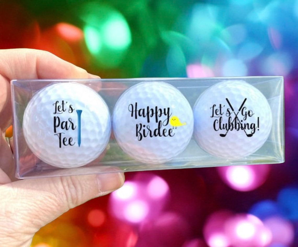 Happy Birthday Golf Balls -3 Golf Balls - Happy Birdie, Let's Par Tee ...