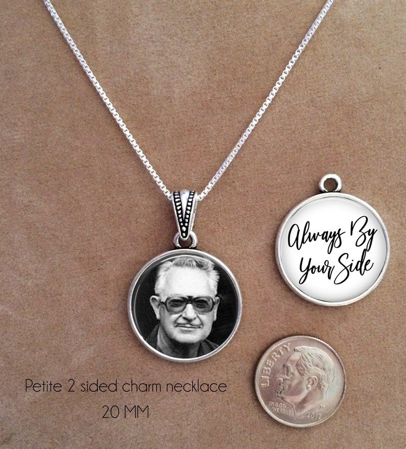 MEMORIAL Necklace PETITE - Your LOVED One's Photo on One Side ...