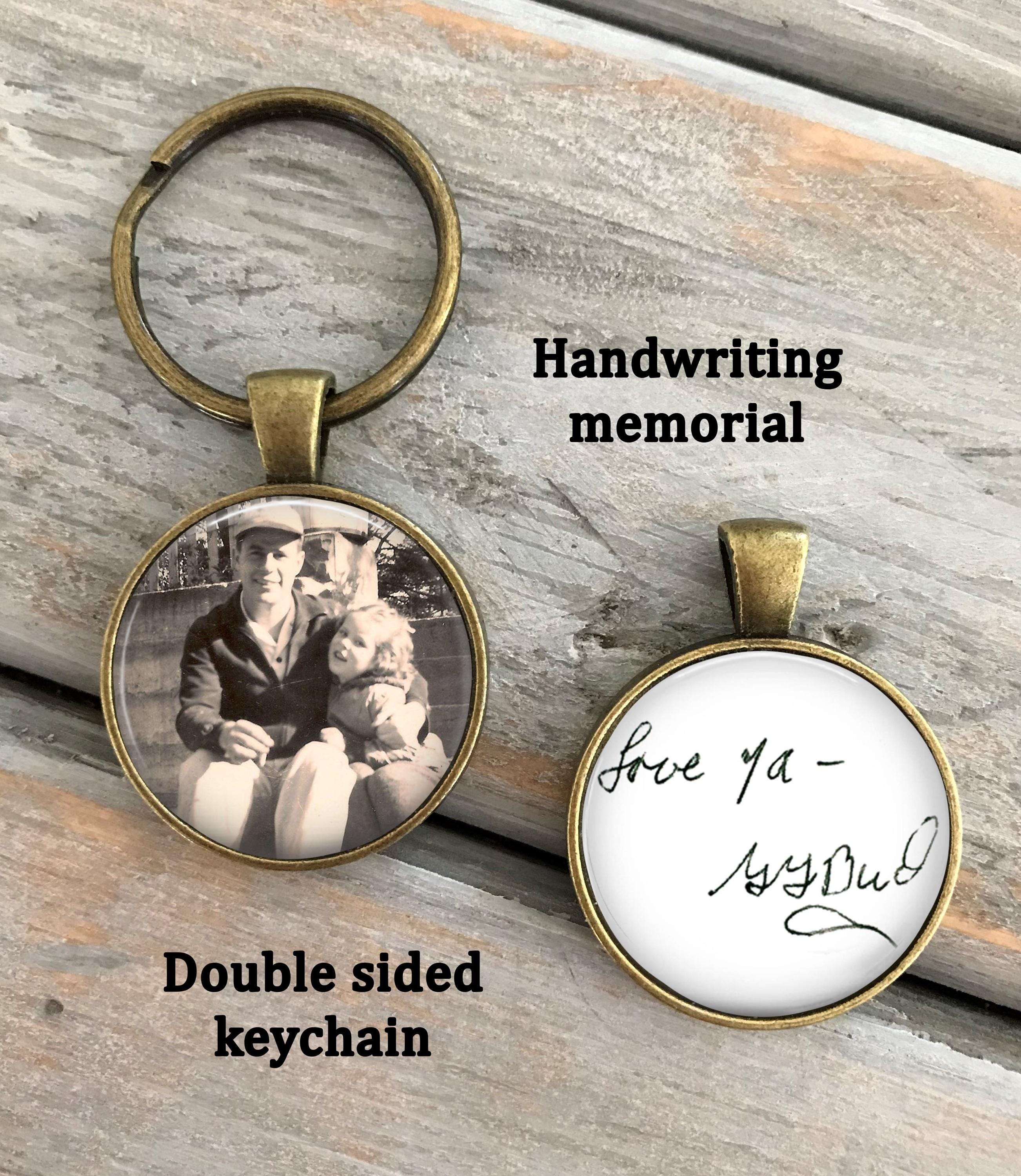 Handwriting Memorial Photo Keychain – Personalized Keepsake With Actual ...