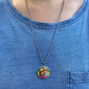 Memorial Necklace With CUSTOM TEXT Your Loved One's Photo on One Side ...