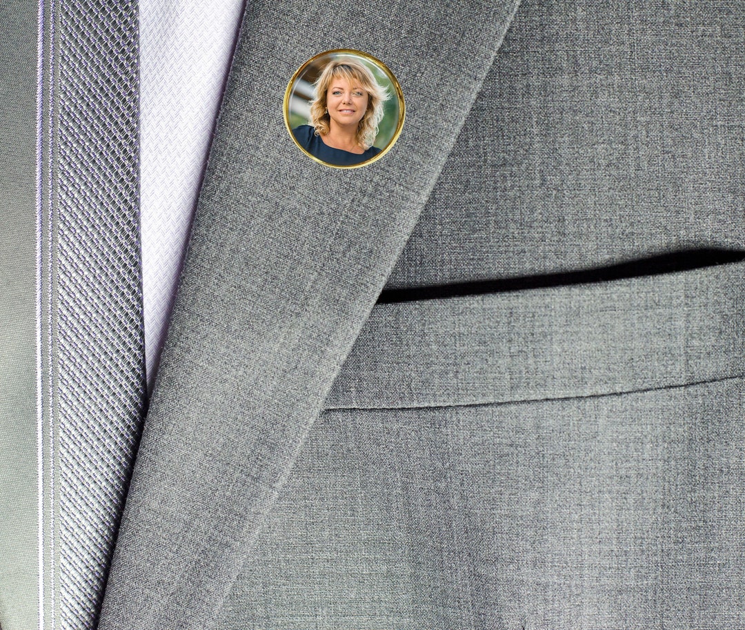 GOLD Memorial Pin, Custom Photo Lapel Pin, Memorial Lapel Pin, in ...